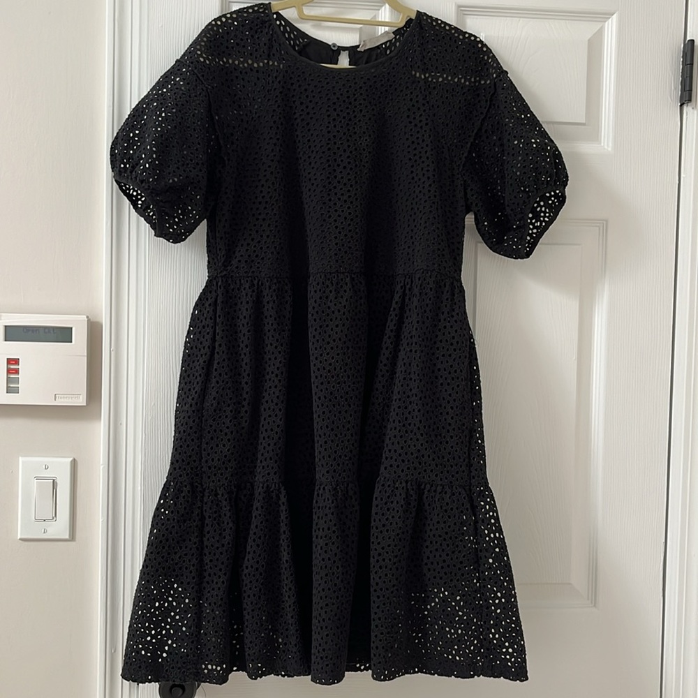 Everlane Tiered Black Eyelet Dress - Gem